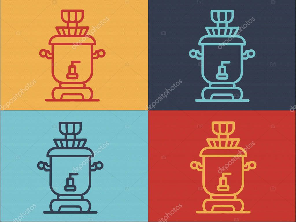 Plantilla clásica del logotipo de Samovar, icono plano simple de ...