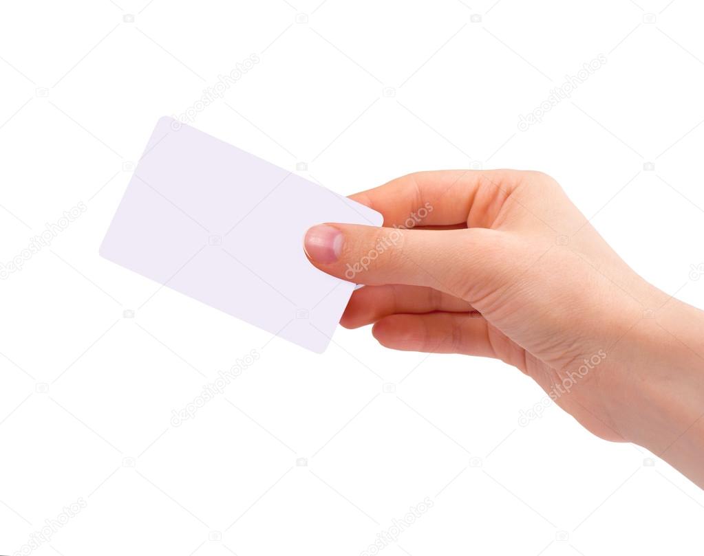Hand holding visiting card isolated on white background Stock Photo by ...