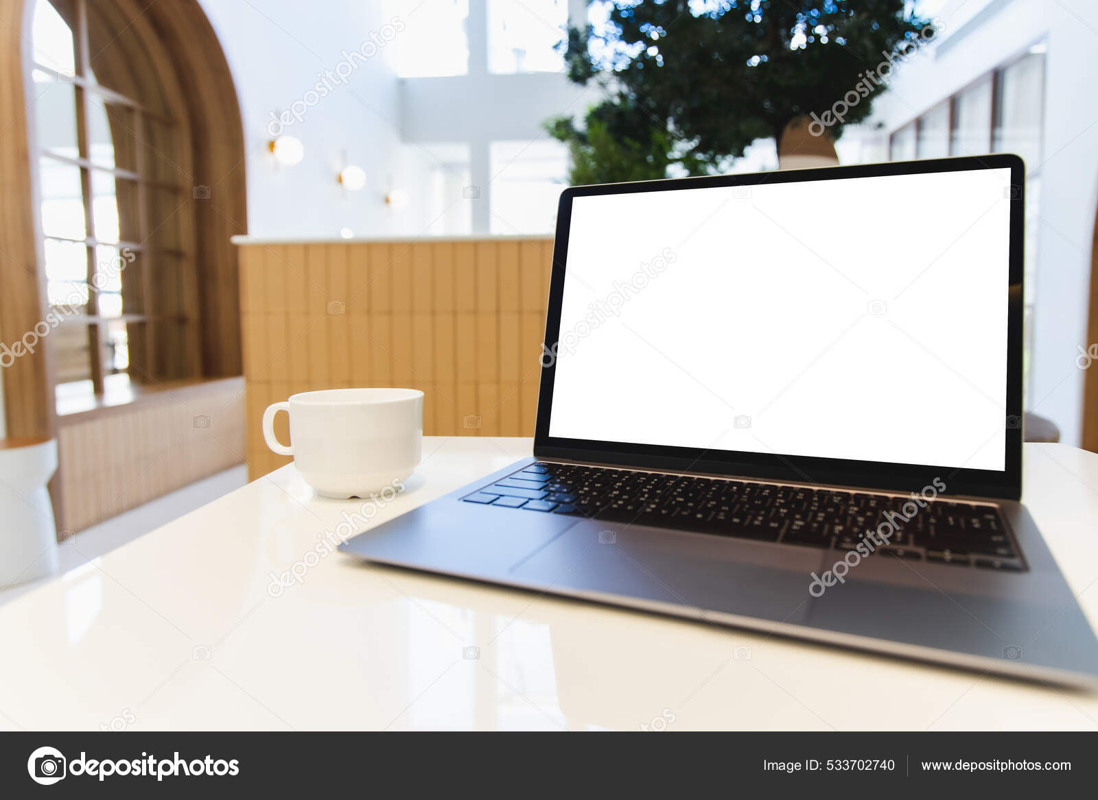 Blank Screen Laptop Computer Modern Man Use Room Laptop Blank Stock ...