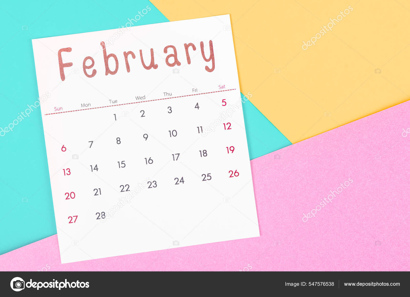 February 2022 Calendar Multicolored Background Stock Photo by ©gamjai ...