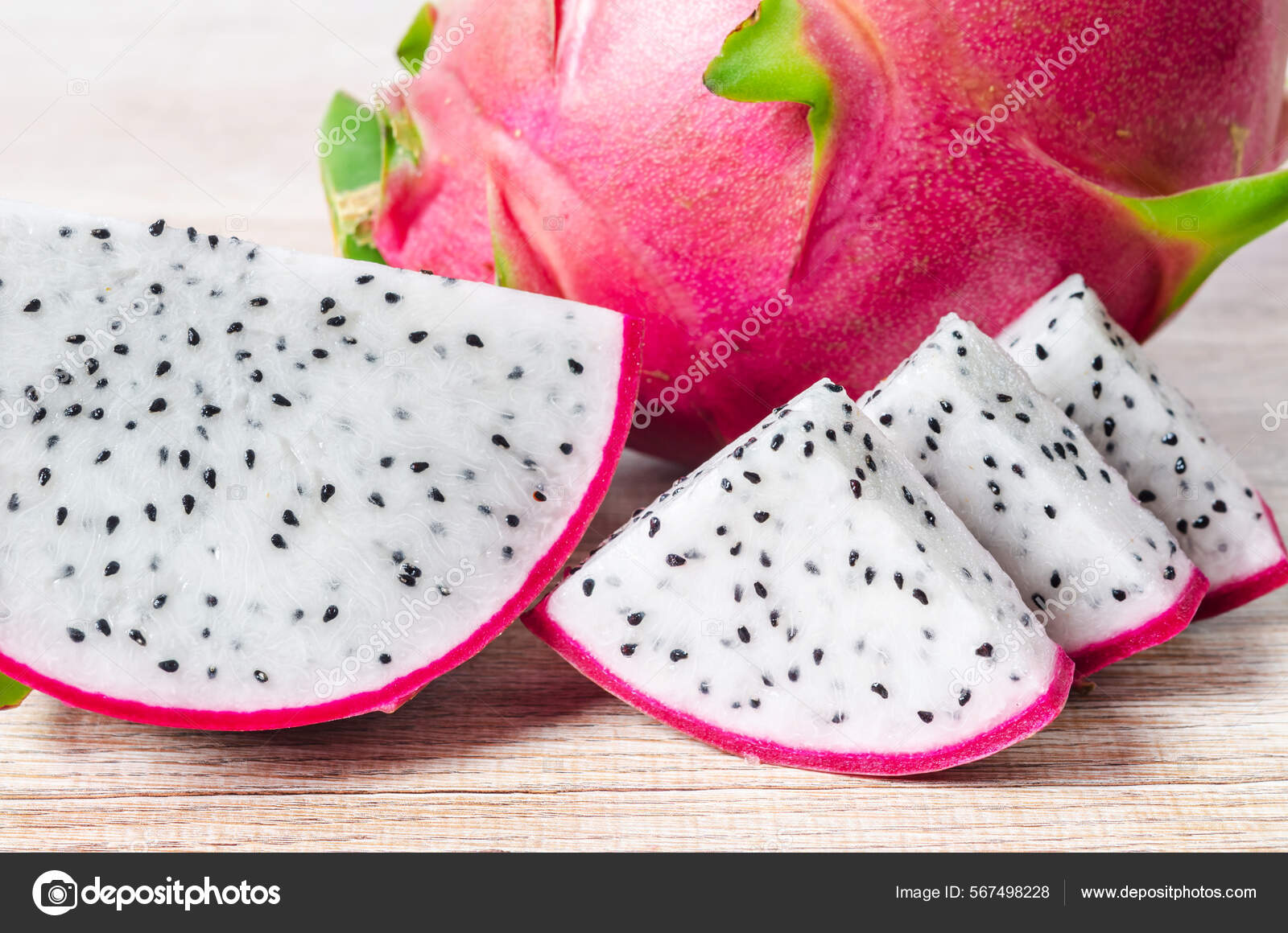 Tropical Dragon Fruit Pitaya Wooden Wooden Background Stock Photo by ...