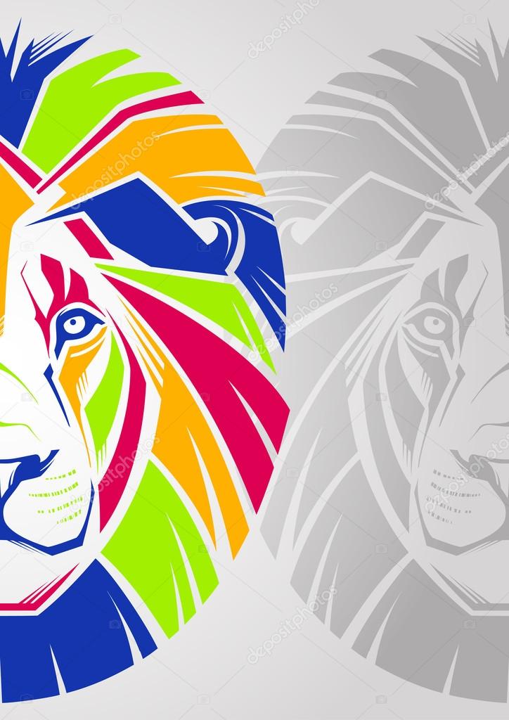Ilustración creativa a color del león Vector de stock #43198825 de ...