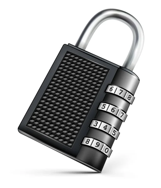 Metal Lock Numeric Code Steel Chain Isolated White Background Vector ...