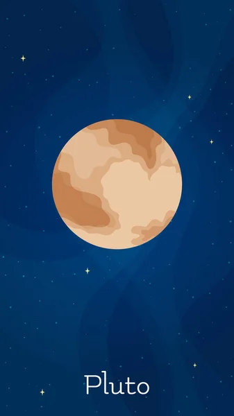 Star system planet Pluto vector illustration. Astronomical object art concept on night sky ...