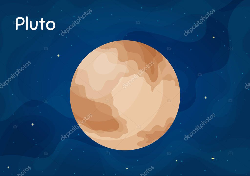 Comic space planet Pluto vector illustration. Celestial object art ...