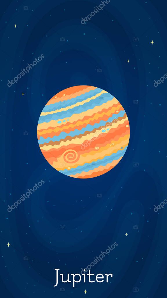 Solar system planet Jupiter vector illustration. Celestial sphere ...