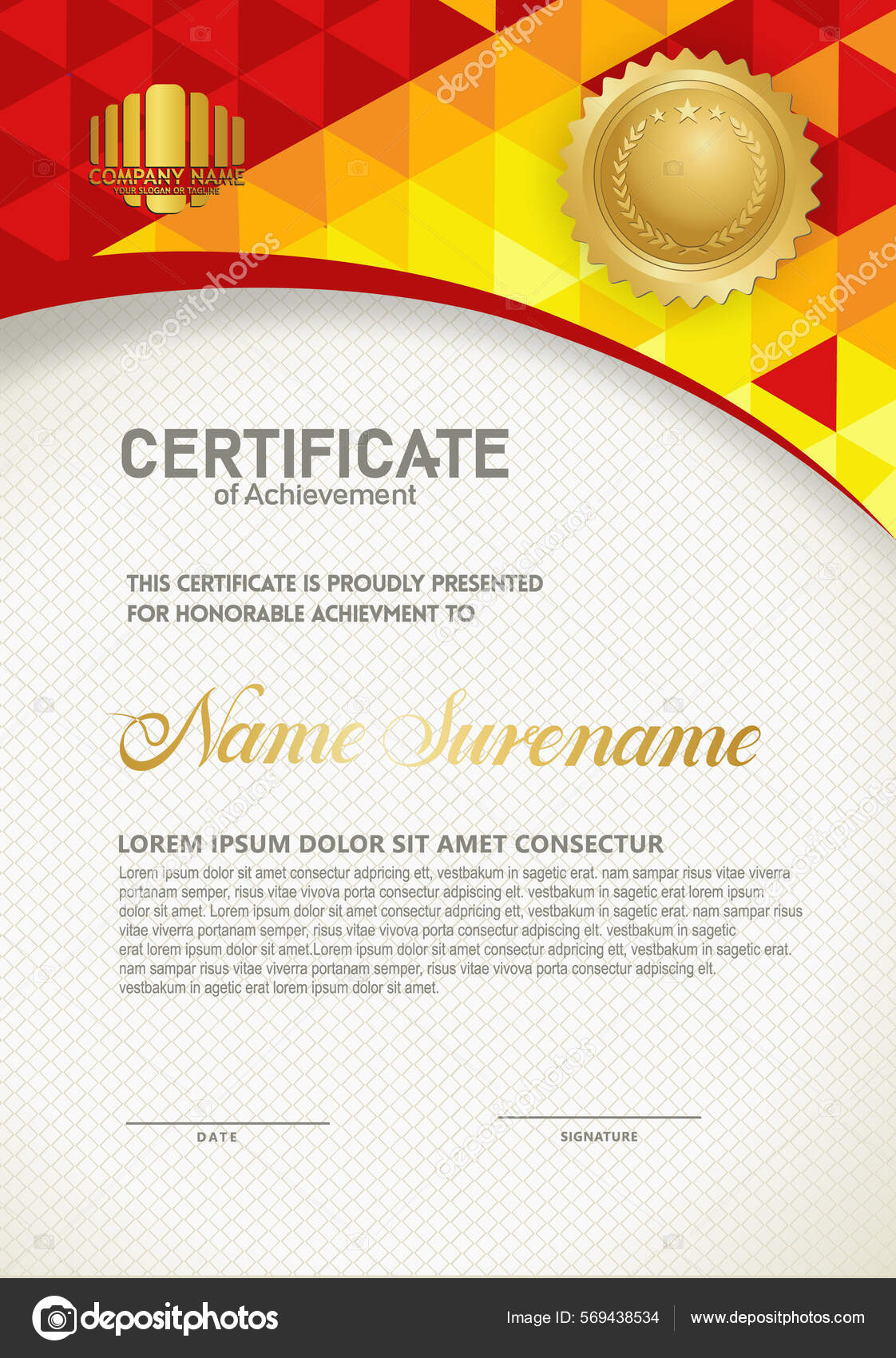 Vertical Certificate Template Triangle Geometric Polygonal Frame Modern Pattern Background Stock ...