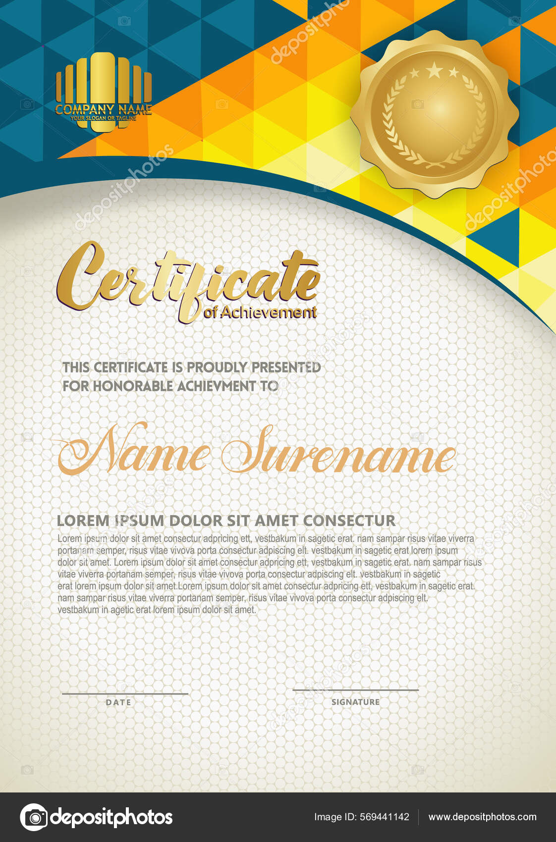 Vertical Certificate Template Triangle Geometric Polygonal Frame Modern Pattern Background Stock ...