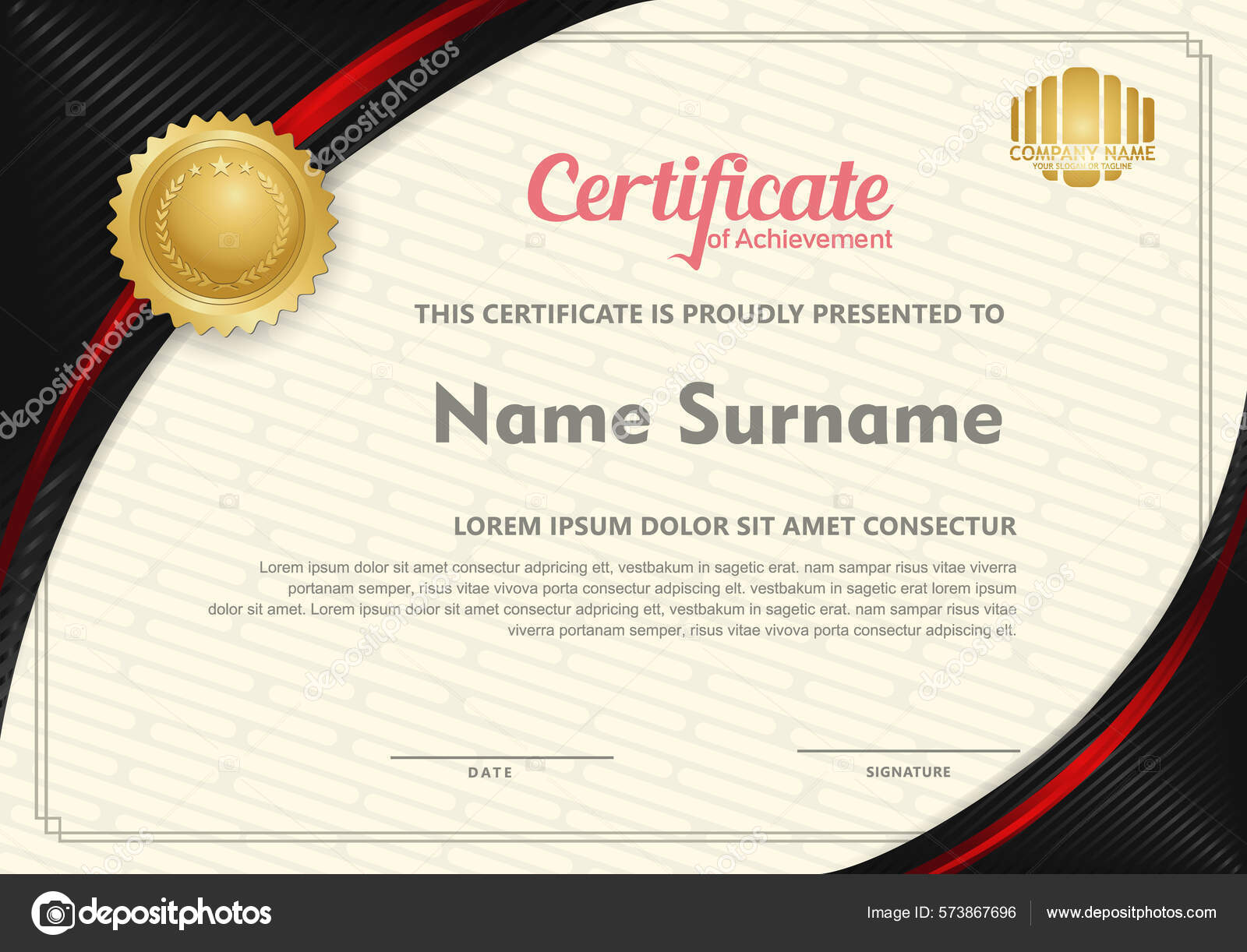 Zertifikatsschablone Mit Rundengel Und Linienornament Modernes Muster ...