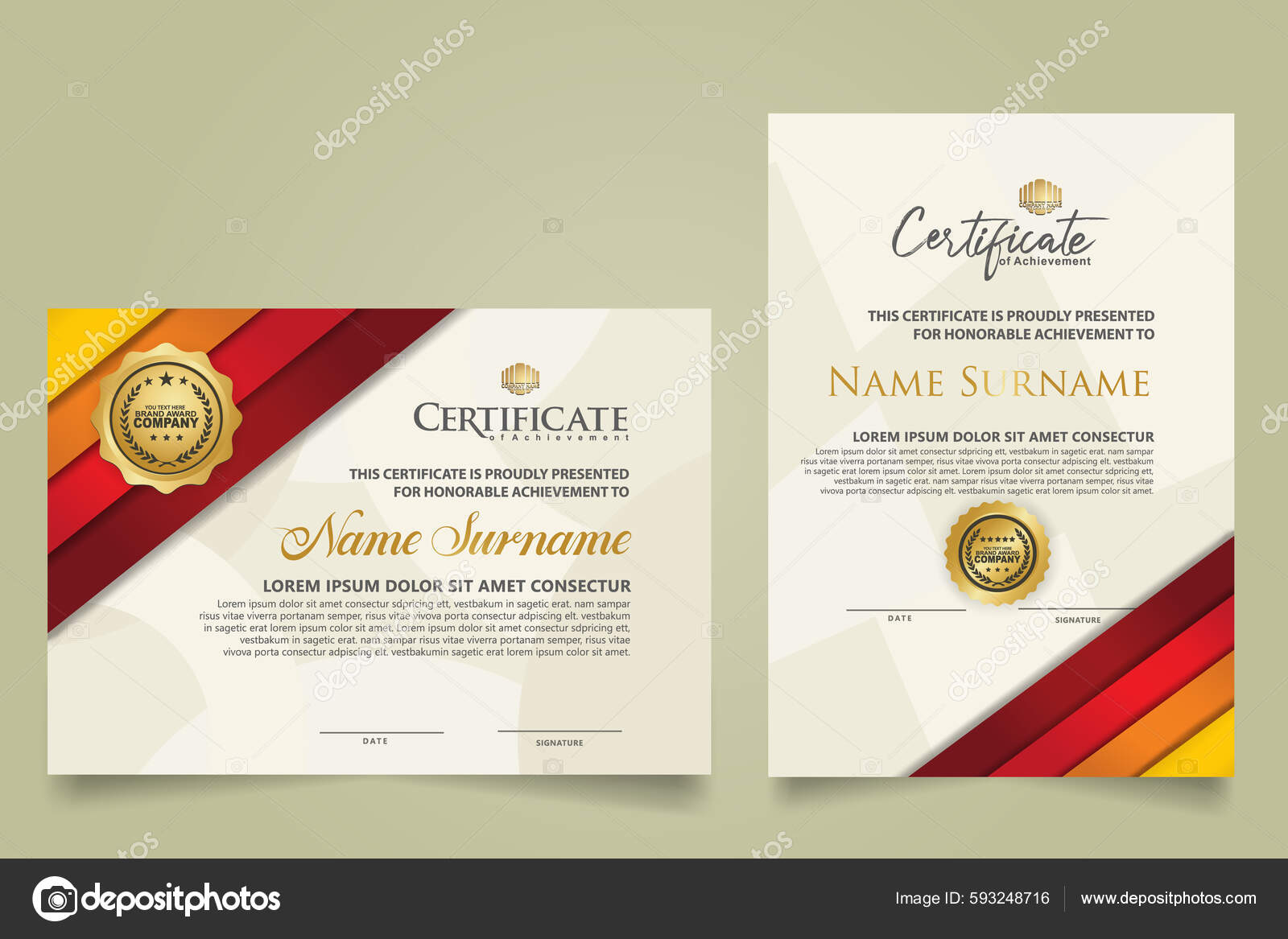 Set Horizontal Vertical Certificate Template Stripes Ornament Modern ... Set Horizontal Vertical Certificate Template Stripes Ornament Modern ...