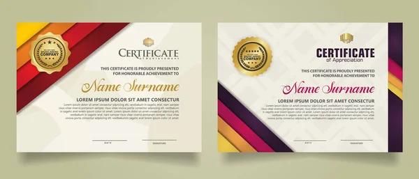 Set Vertical Horizontal Certificate Template Ribbon Stripes Ornament Modern Texture Stock Vector ...