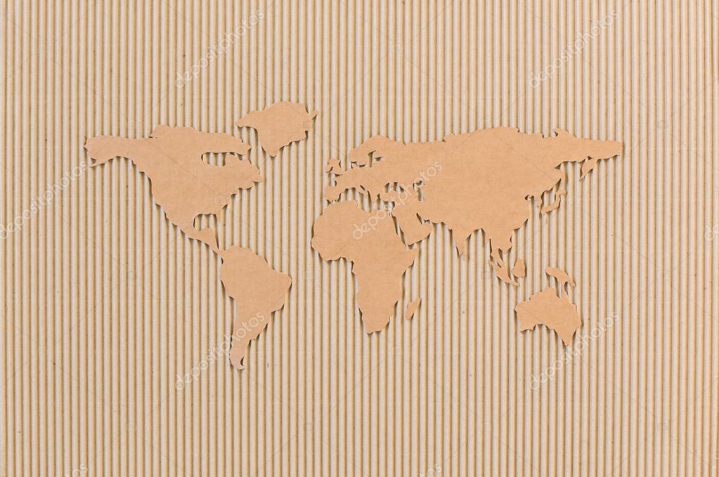 mapa del mundo compuesta de cartón corrugado. 2023