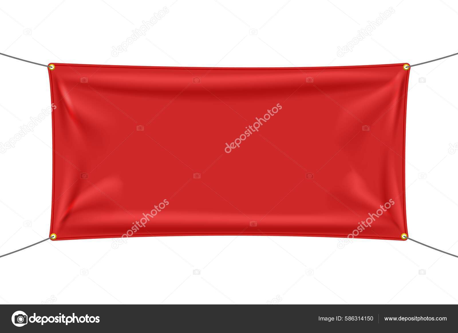 Red Textile Banner Folds Isolated White Background Blank Hanging Fabric ...