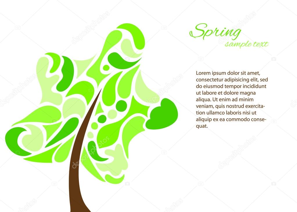 Spring tree over white background, vector image Stock Illustration by ...