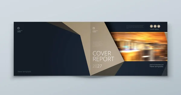 Blue Horizontal Brochure Cover Template Layout Design. Corporate ...