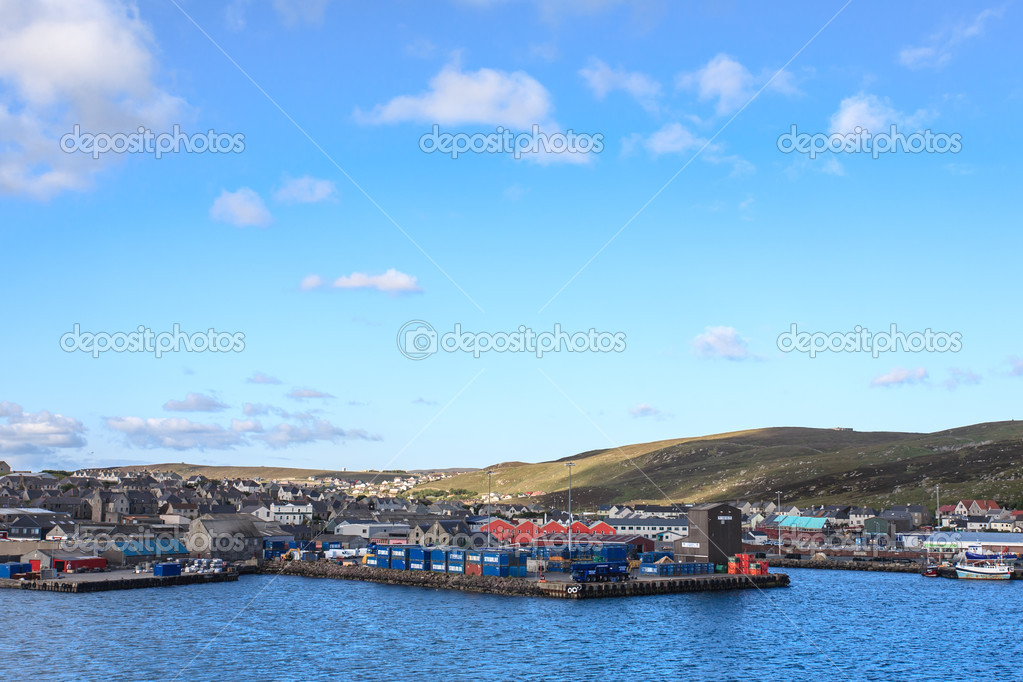 Lerwick town center under blue sky Stock Photo by ©aiaikawa 45255341