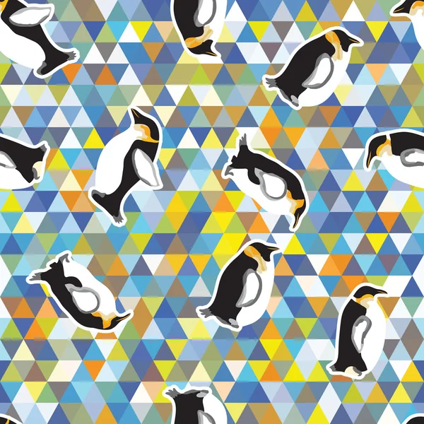 Seamless texture with penguins and a triangular design. Stock Vector ...