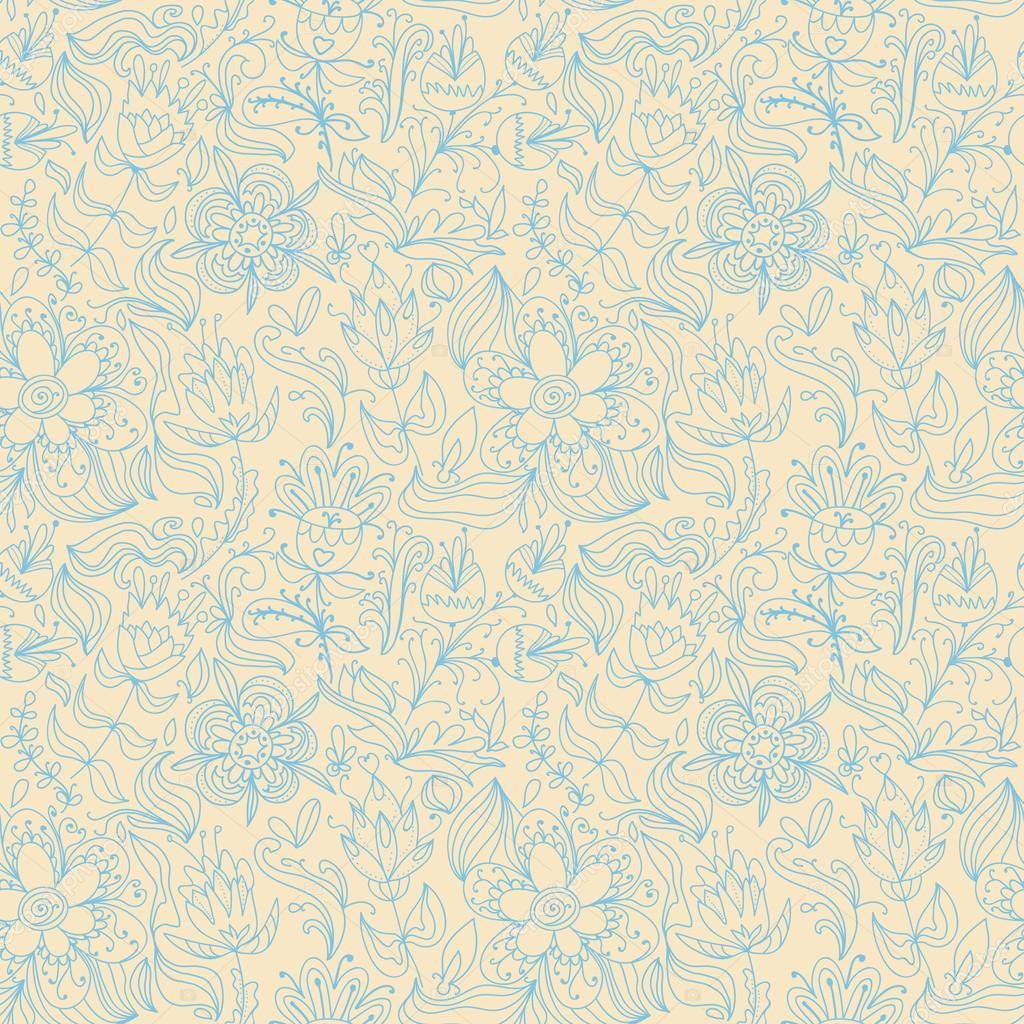 Seamless texture with contour flowers Stock Vector Image by ©Little ...
