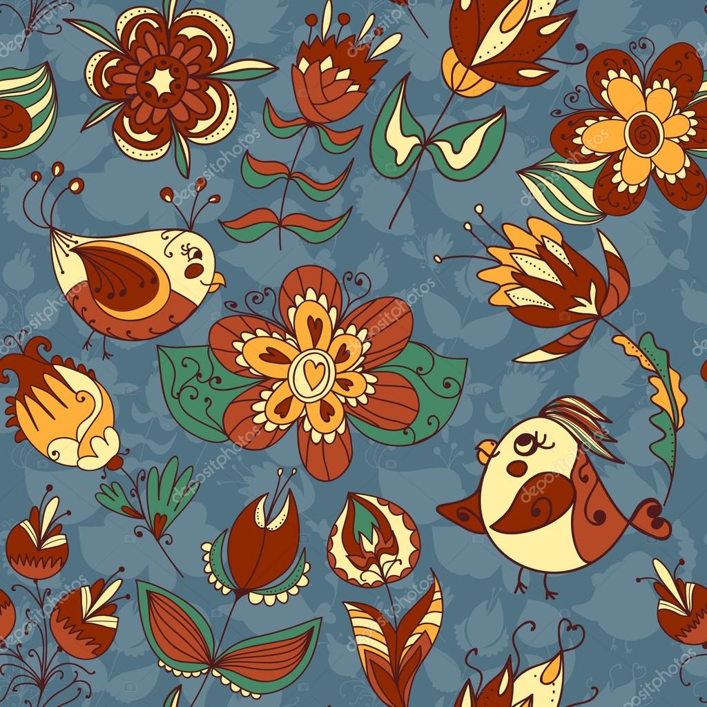 Flower and bird. Seamless texture Stock Vector Image by ©Little_cuckoo ...