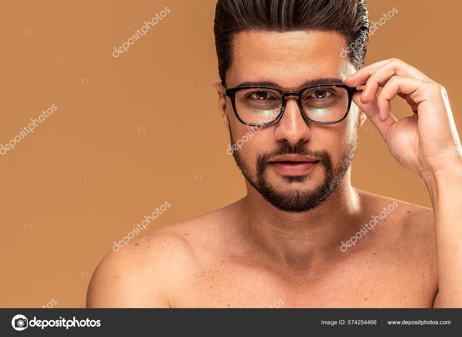 Beauty Portrait Handsome Shirtless Young Man Wearing Fashionable ...