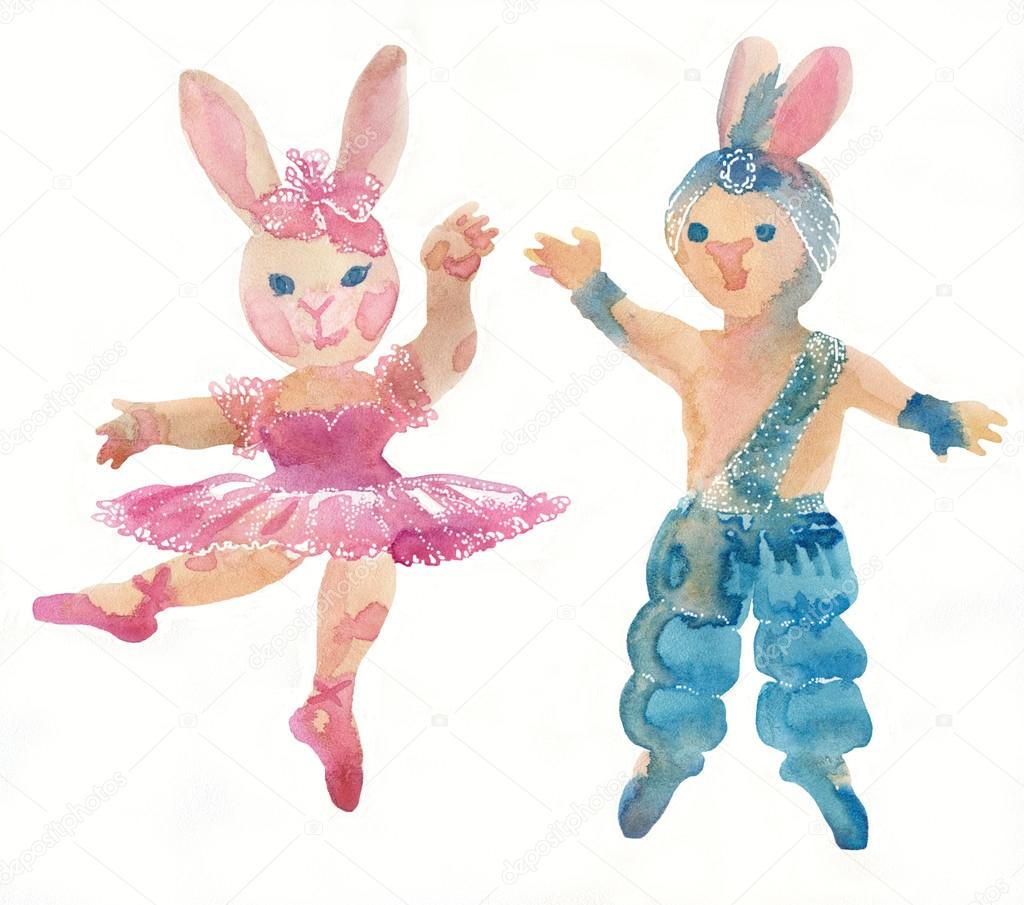 Bunnies Ballet Dancers — Stock Photo © Z.Smolyar #39506103