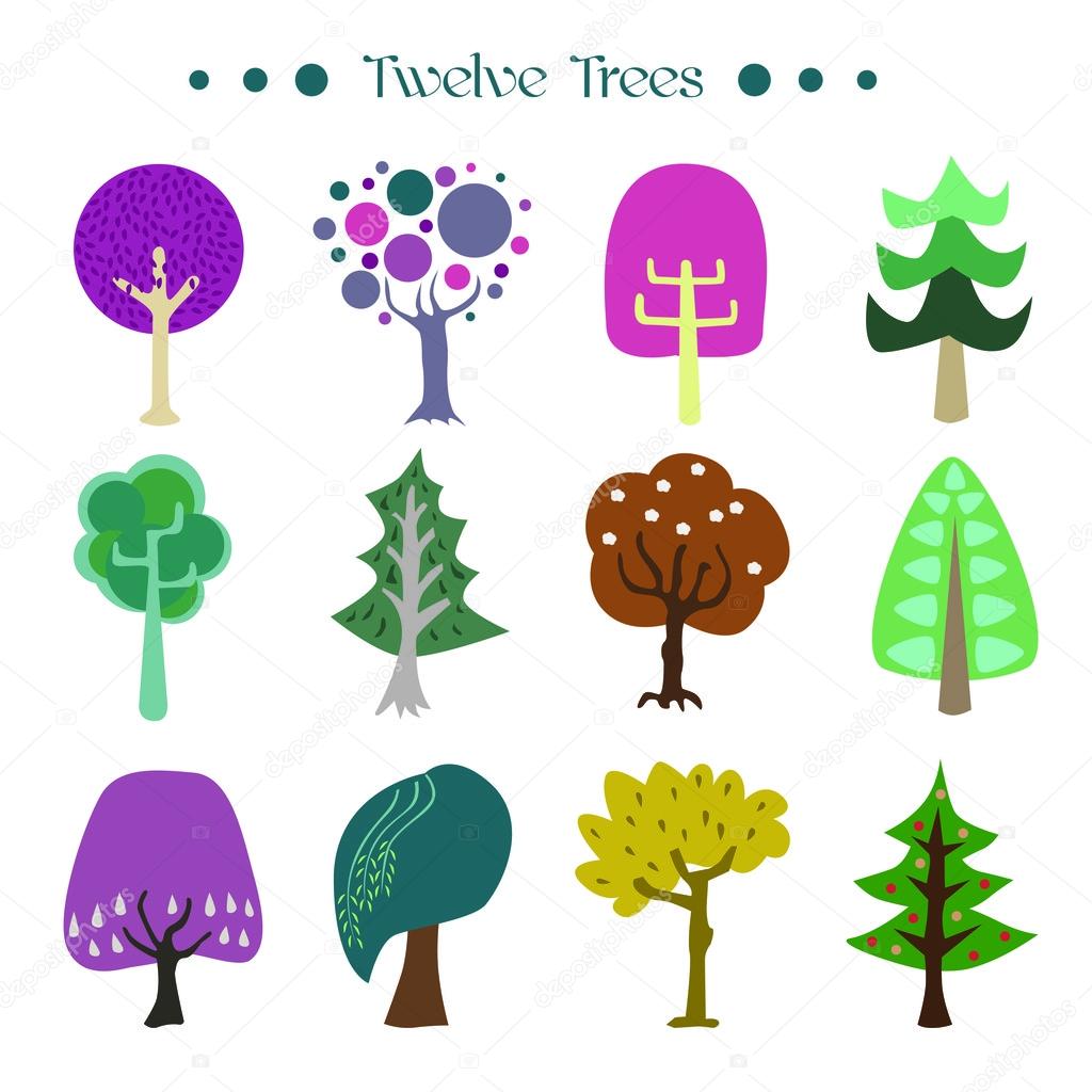 Retro Vector Tree Set Stock Vector Image by ©BoothStock #39179113