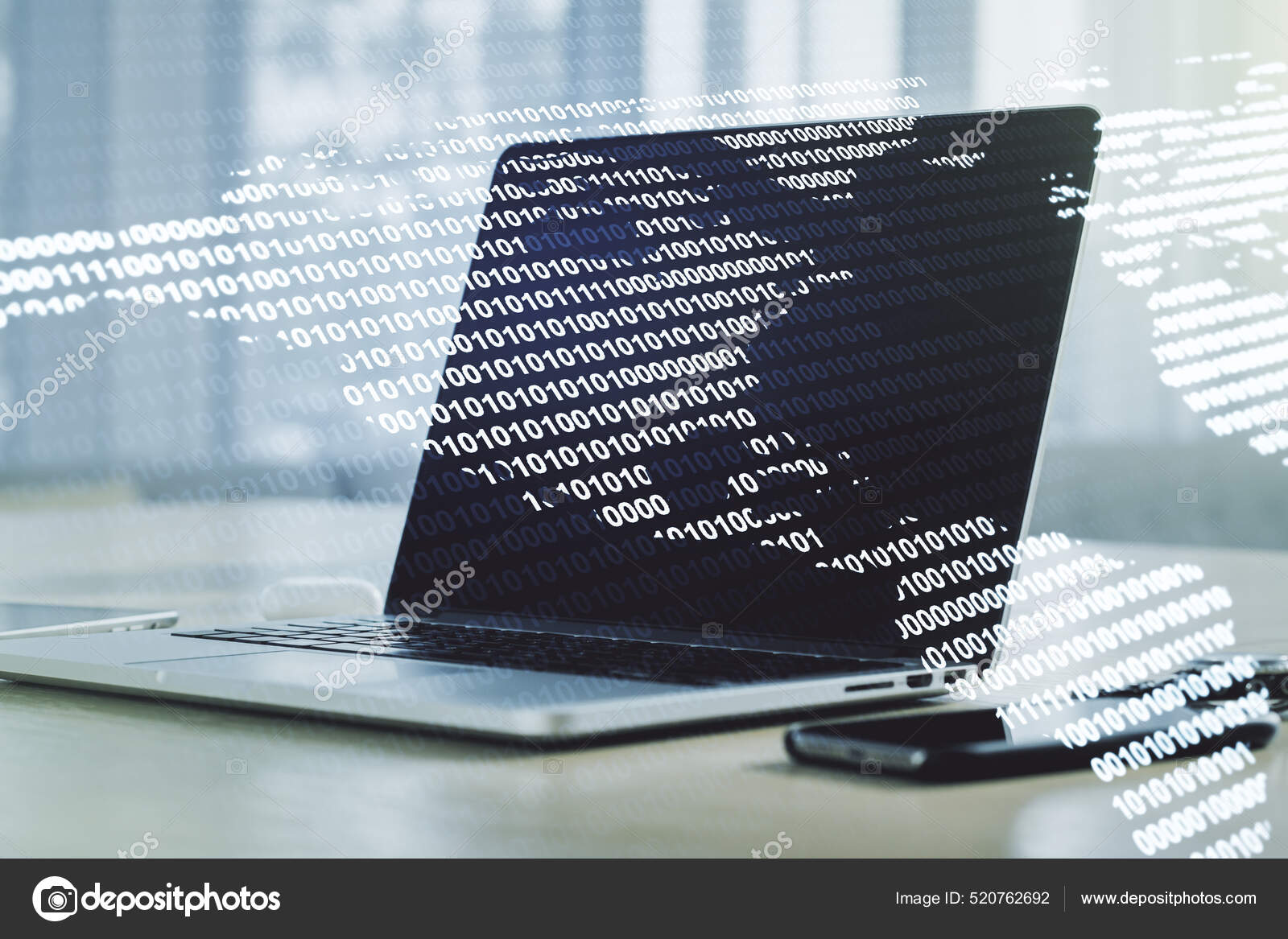 Digital America map on modern laptop background, international trading ...