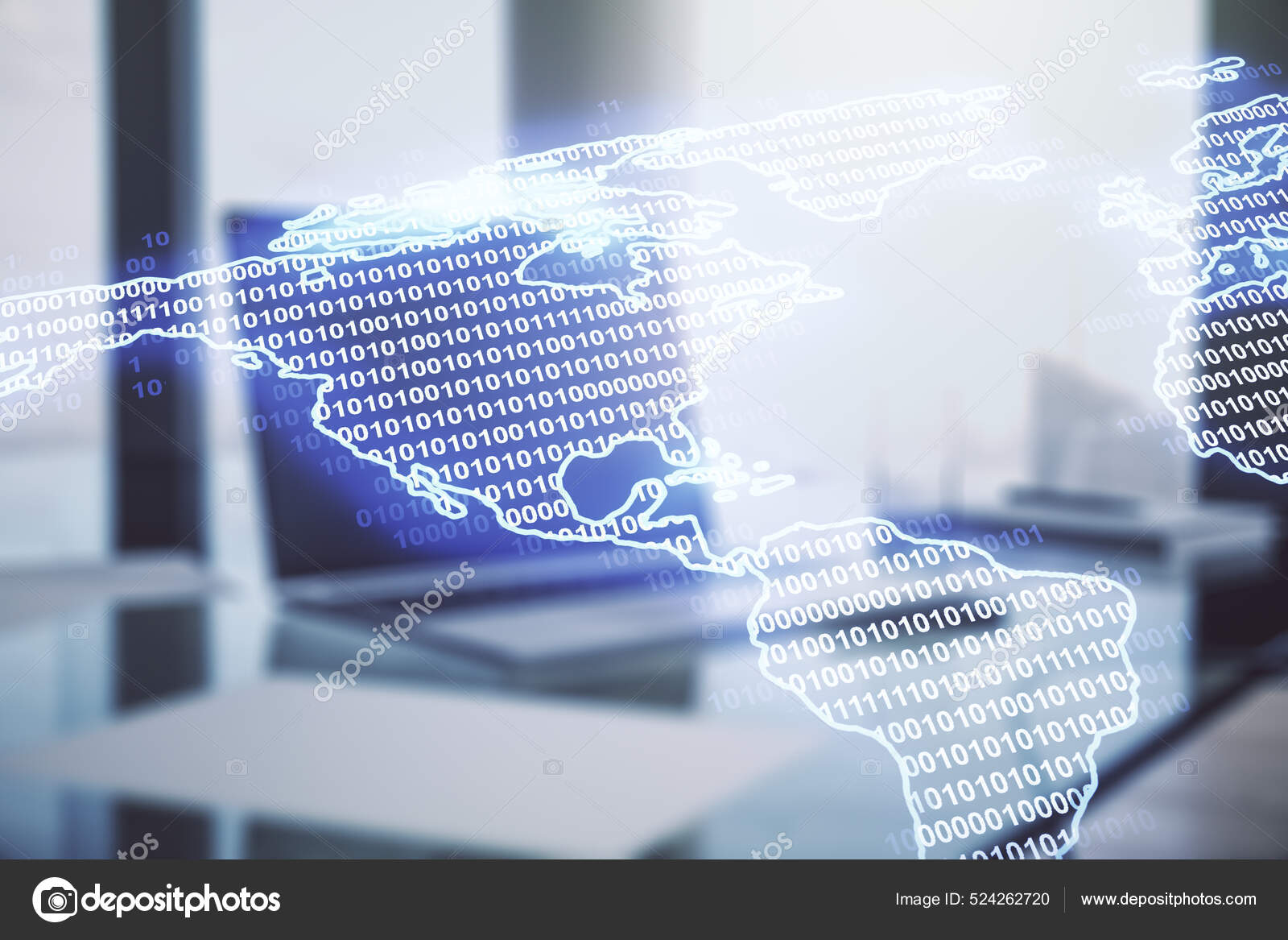 Digital America map on modern computer background, global technology ...