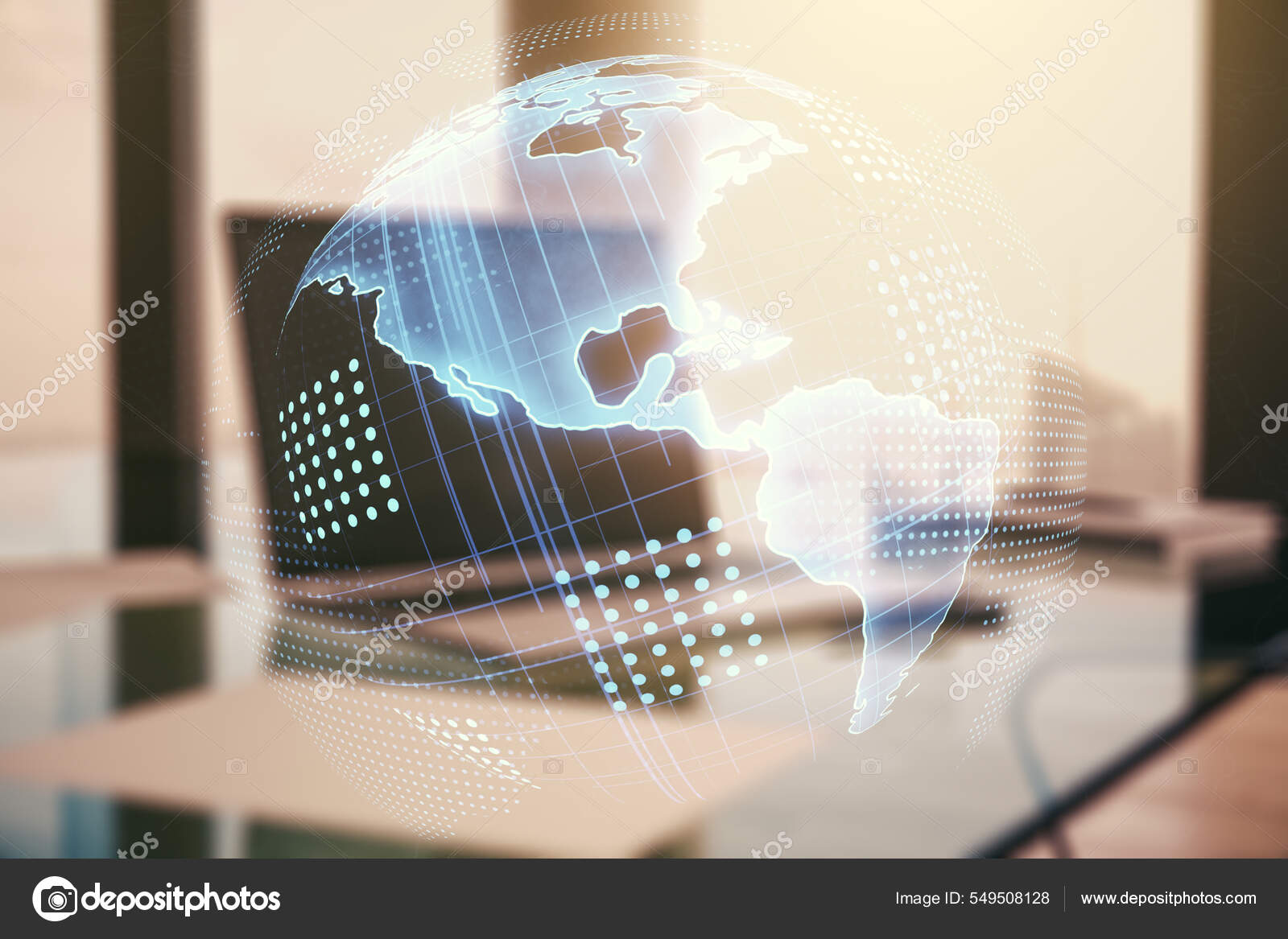 Digital America map on modern computer background, global technology ...