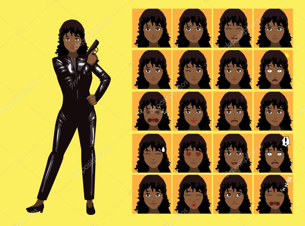 Estilo Manga Agente Secreto Mujer Espía Mono Ropa Caricatura Personaje ...