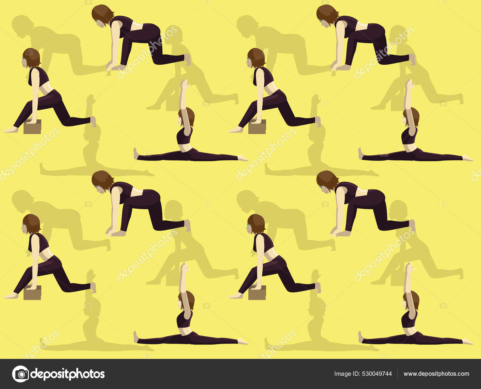 Yoga Posture Monkey Pose Cartoon Seamless Wallpaper Background Stock ...