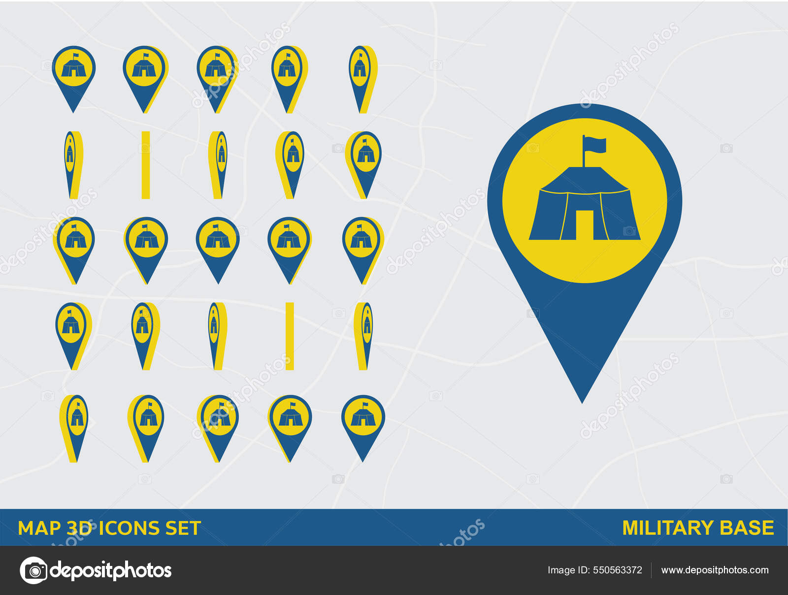 Maps Icon Set Rotation Military Base Sign Vector Illustration Stock ...