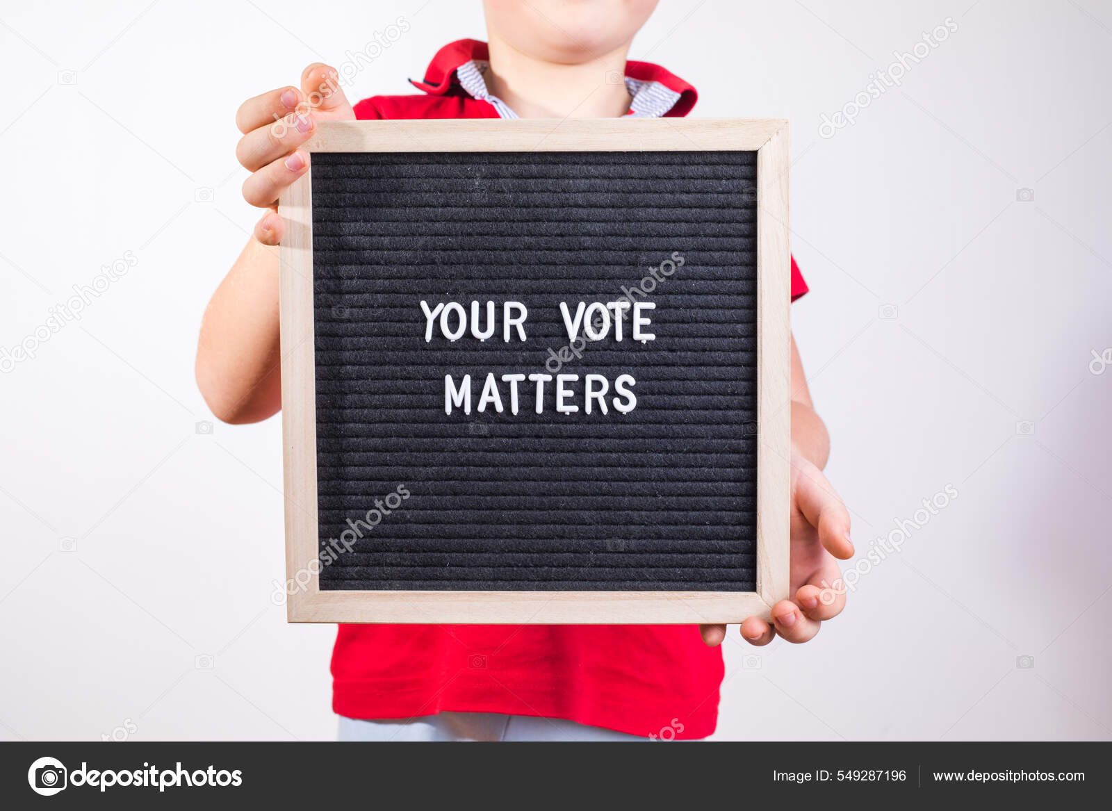 Kid Boy Holding Letter Board Text Your Vote Matters White Stock Photo ...