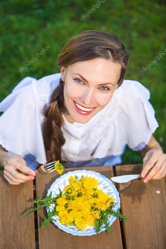 Funny woman eating salad Stock Photo by ©PEPPERSMINT 45256123