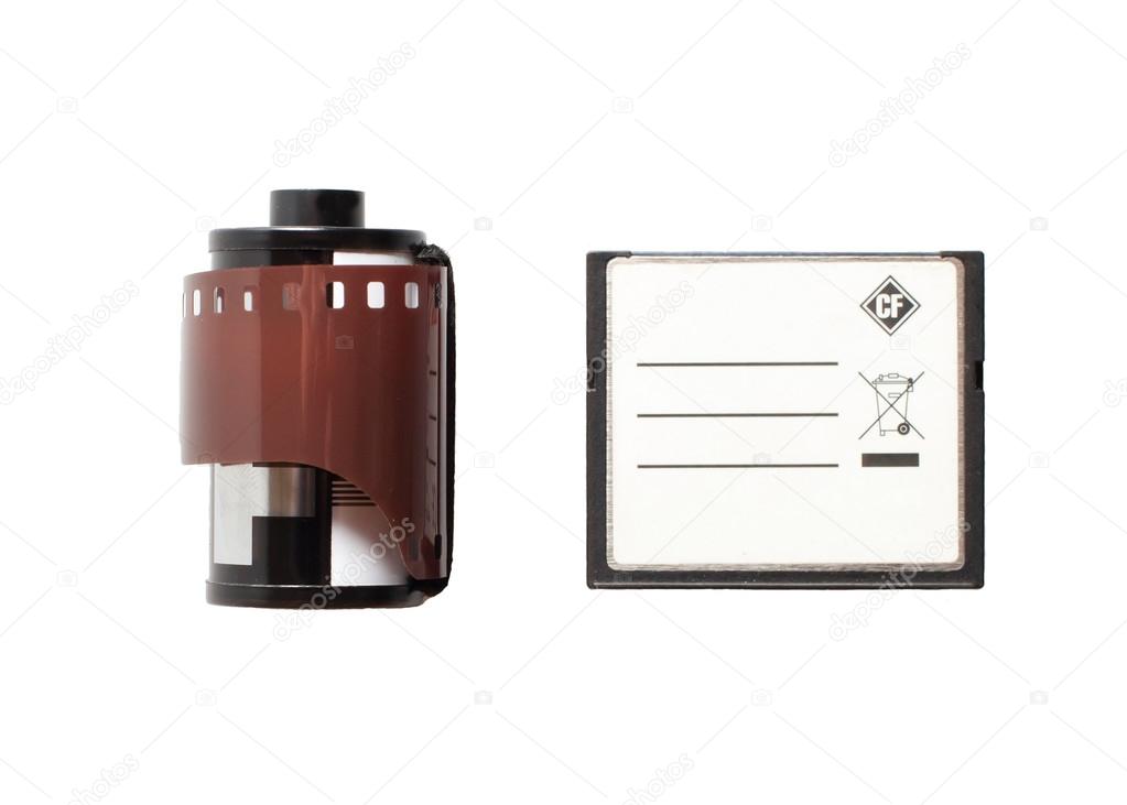 Memory card and film roll side by side — Stock Photo © liorpt #39541509