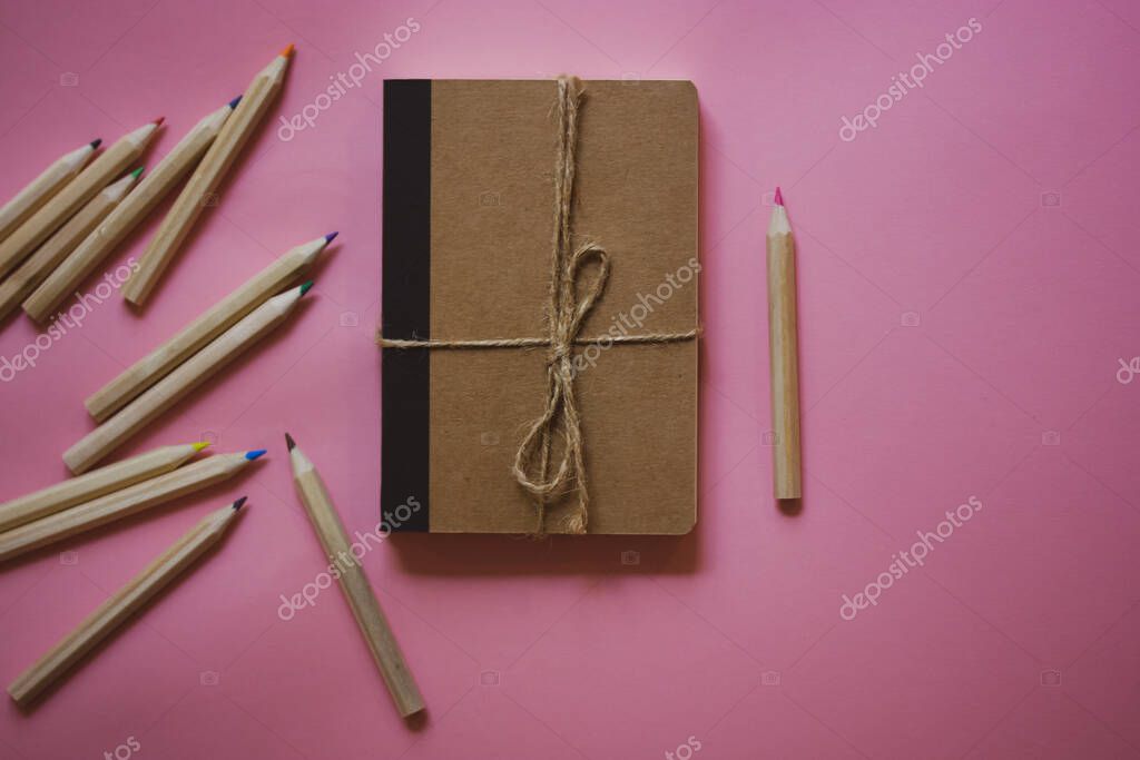 Eco cardboard notepad for notes, tied with sacking rope bow flatly ...