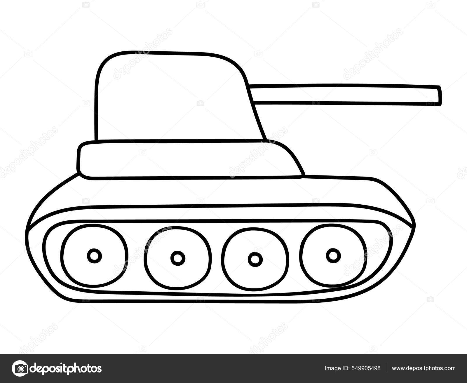 Dibujo De Tanque Militar Vector De Dibujos Animados De Icono De Tanque