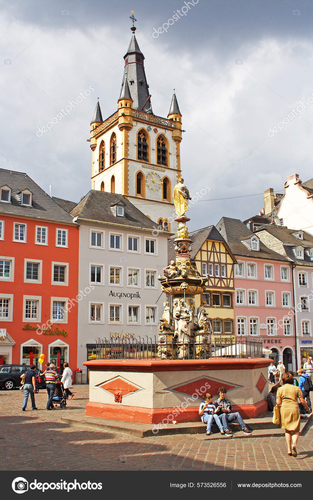 Tourist Rest Medieval Square Trier Germany Old Trier World Heritage ...