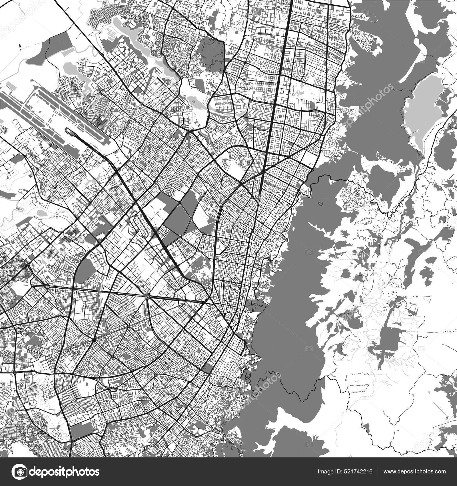 Urban City Map Bogota Vector Illustration Bogota Map Grayscale Art ...