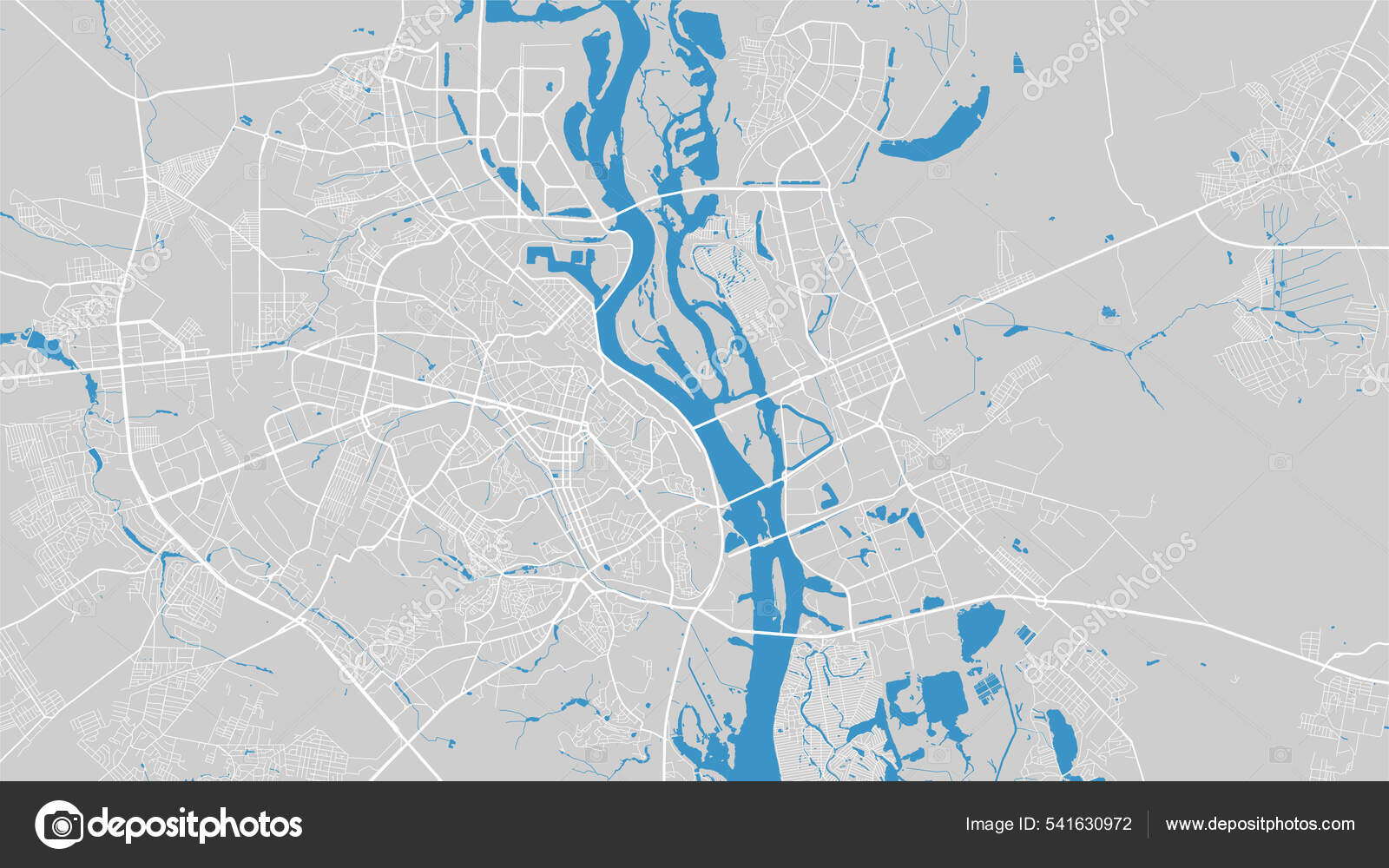 River Map Vector Illustration Dnieper River Map Kyiv City Ukraine Stock ...