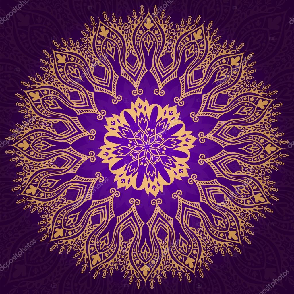Round vintage violet and gold pattern — Stock Vector © AnaWhite #41907529