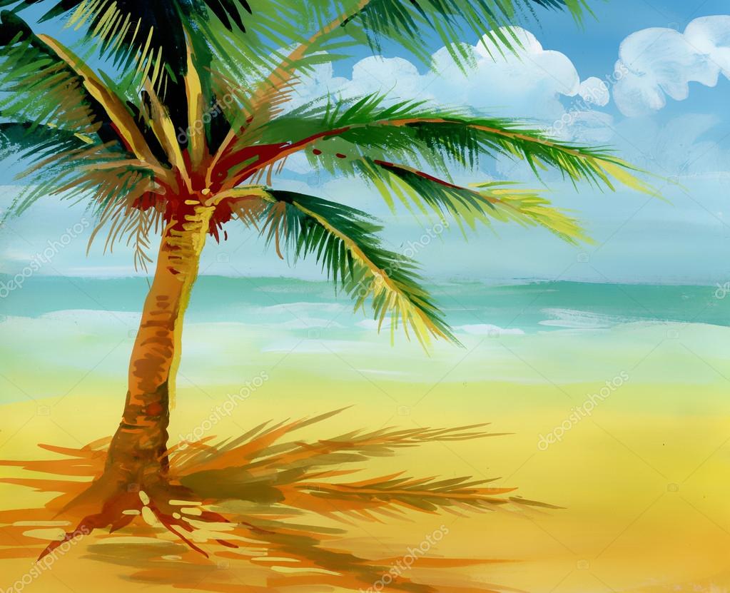 Dessin aquarelle d'un palmier image libre de droit par Kostan-PROFF ...