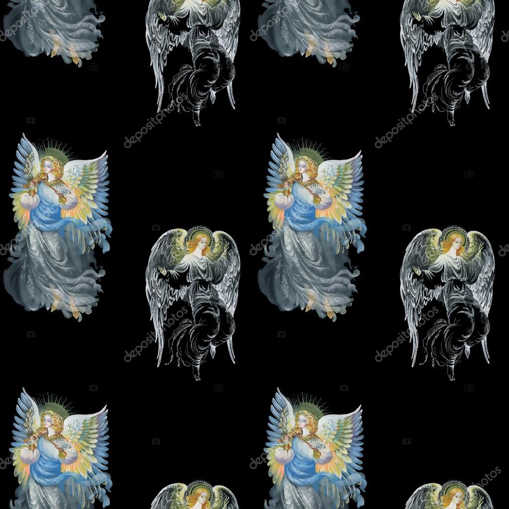 Beautiful angels with wings seamless pattern Stock Photo by ©Kostan ...