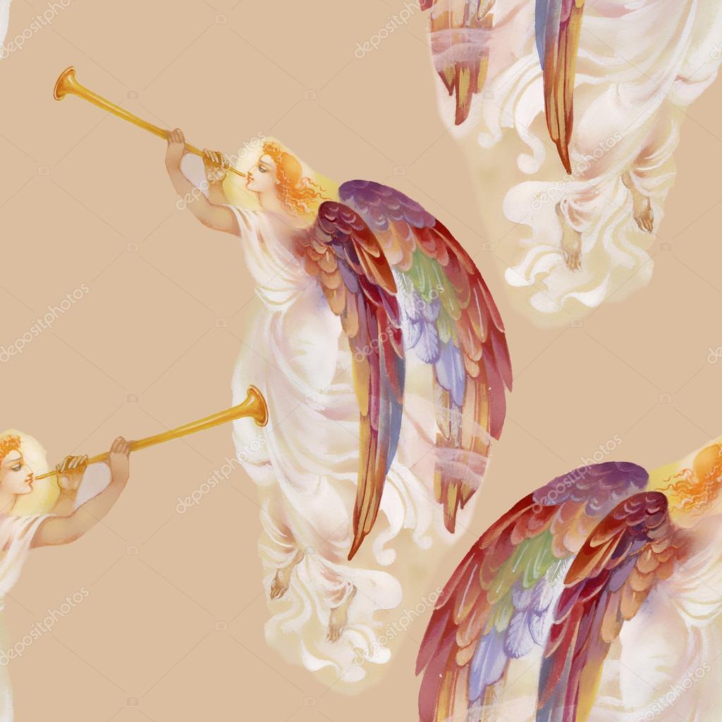 Beautiful angels with wings seamless pattern Stock Photo by ©Kostan ...