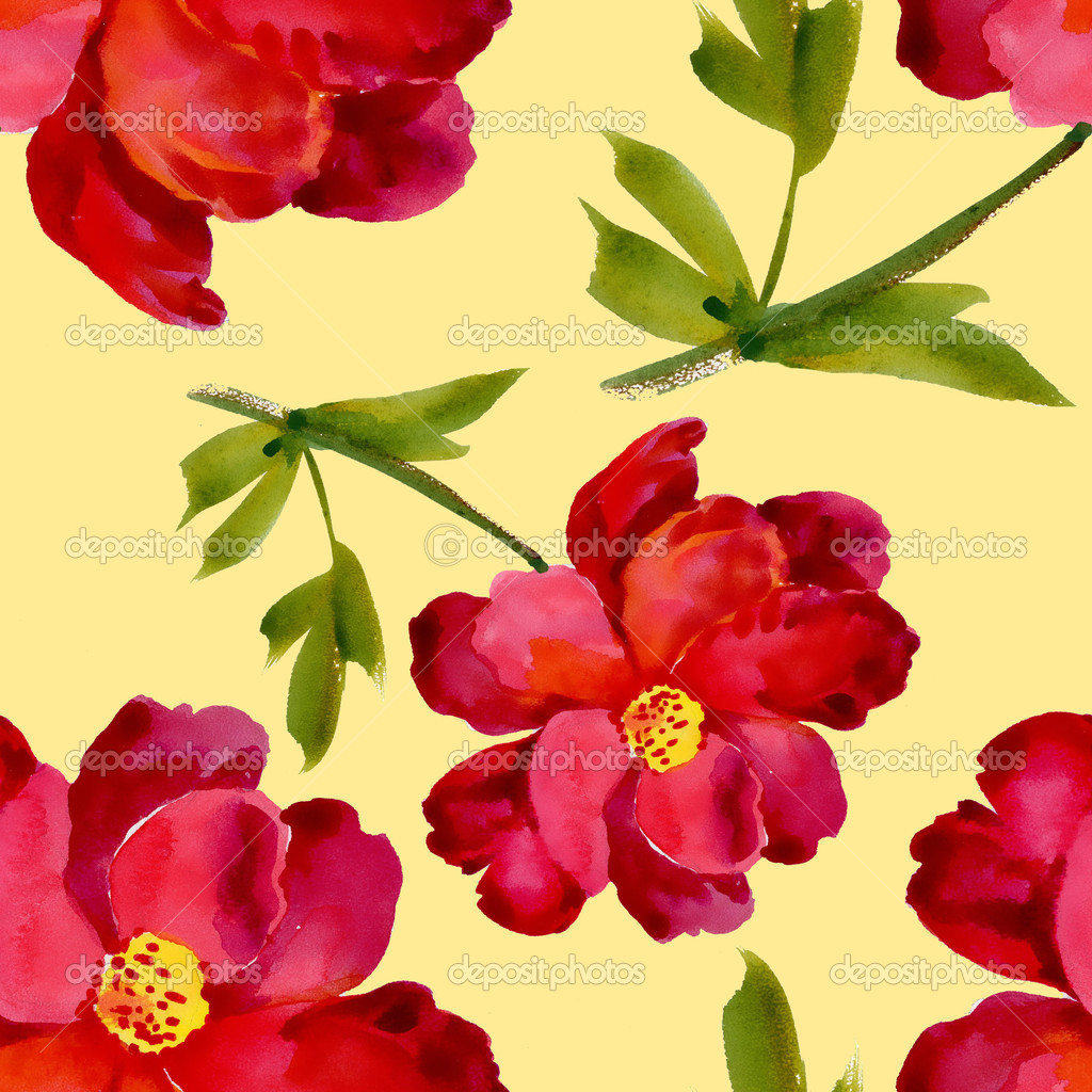 Watercolor red flower Stock Photo by ©Kostan-PROFF 50959367