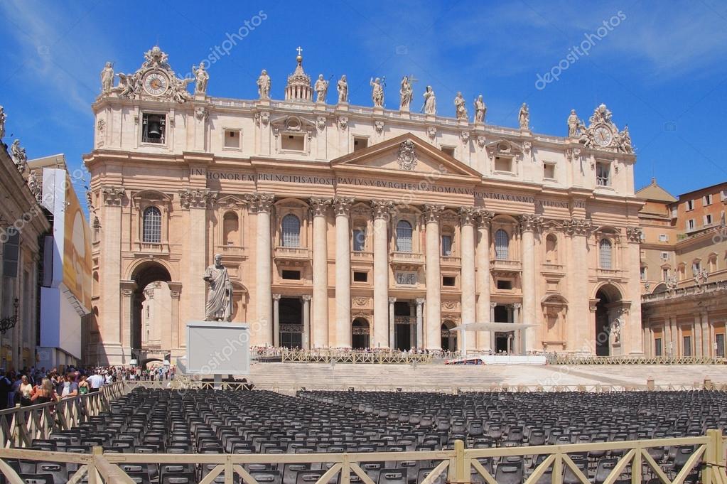 Chairs for mass before St. Peter's Cathedral. Vatican, Rome, Italy ...