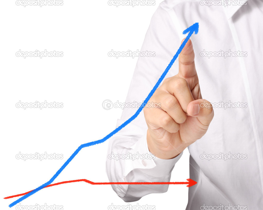 Business man pushing graph Stock Photo by ©aeydenphumi 40399705