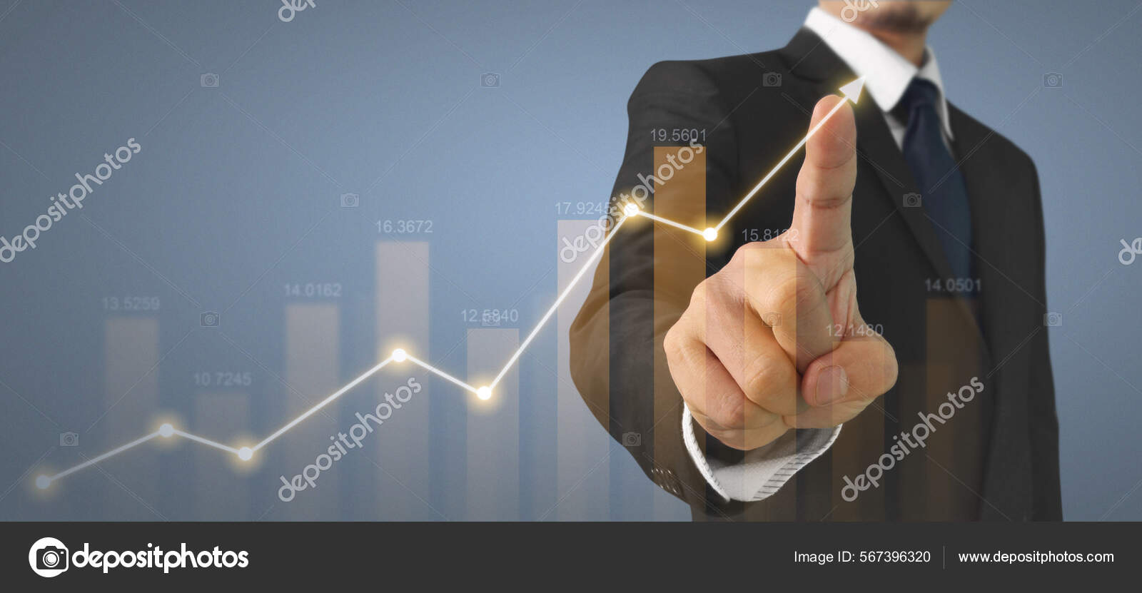 Businessman Plan Graph Growth Increase Chart Positive Indicators His ...