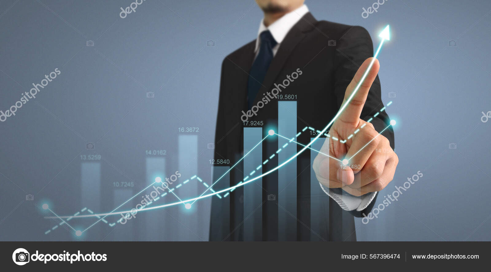 Businessman Plan Graph Growth Increase Chart Positive Indicators His ...