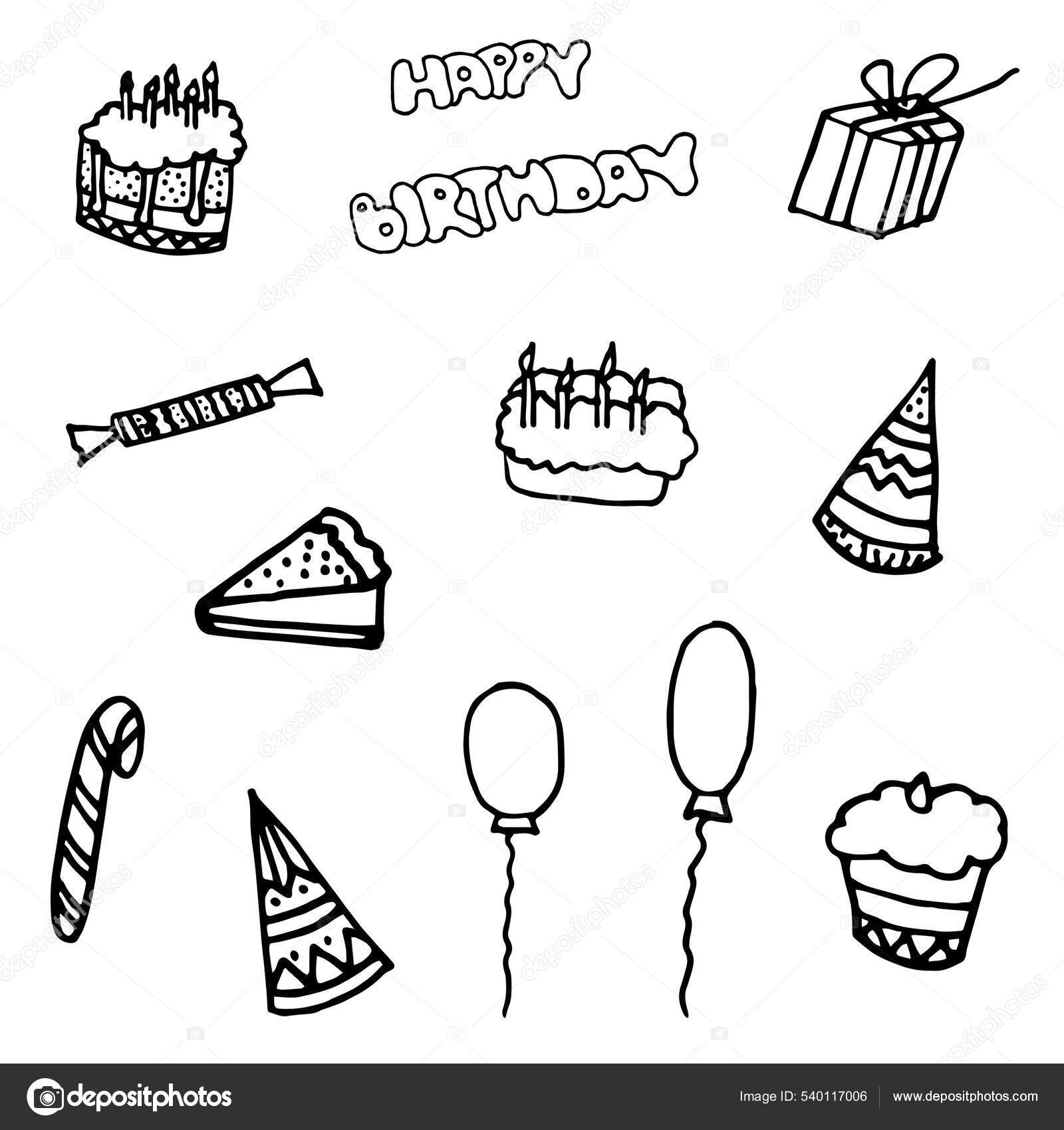 Happy Birthday Black and White Sticker Pack. — Stock Photo © Salma ...